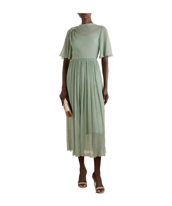 Erdem Crystal-embellished Silk Midi Dress