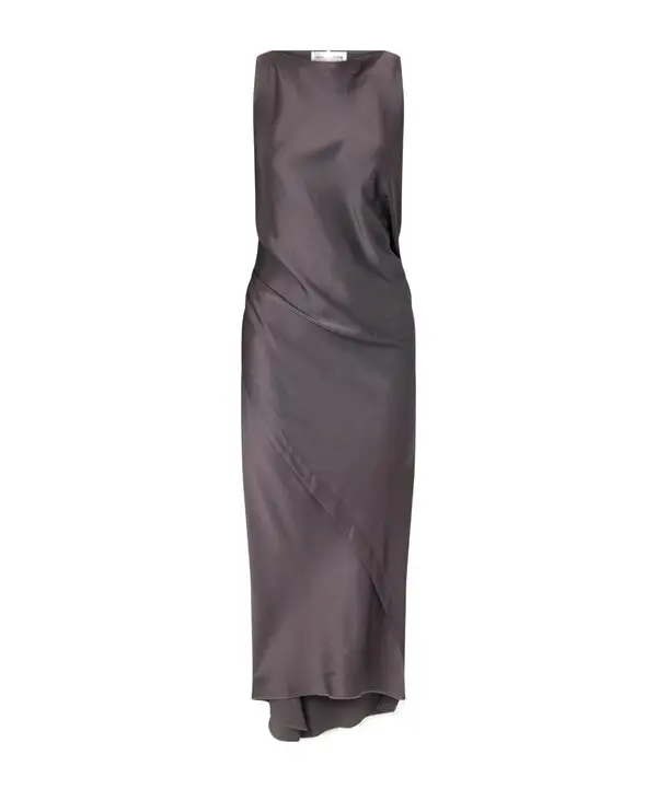 Victoria Beckham Satin Sleeveless Midi Dress - Black