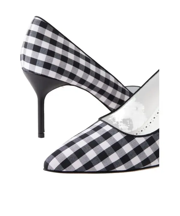 Manolo Blahnik Bb 70 Checked Woven Pumps