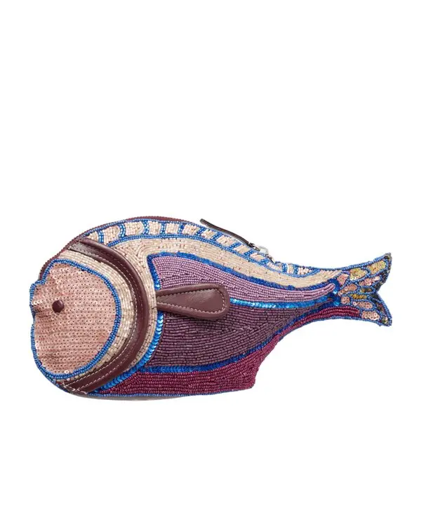 Staud Fish-shaped Beaded Clutch