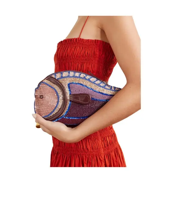 Staud Fish-shaped Beaded Clutch
