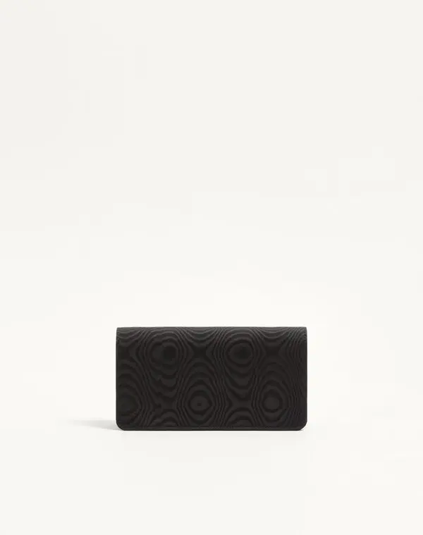 Valentino Garavani Vlogo Signature Chain Wallet In Moiré Fabric With Jewel Logo - Black