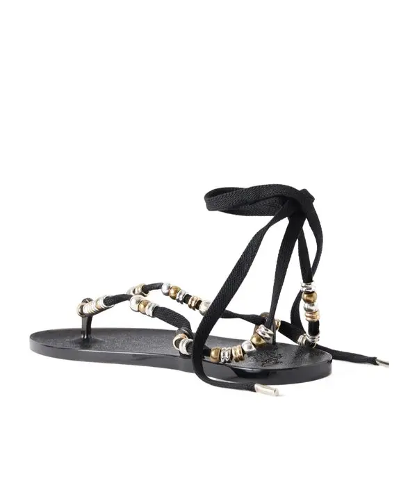 ANCIENT GREEK SANDALS Thong Tie-up Sandals - Black