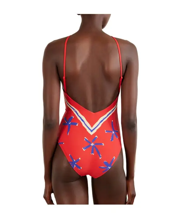 Staud Cadence Printed Halterneck One-piece Swimsuit