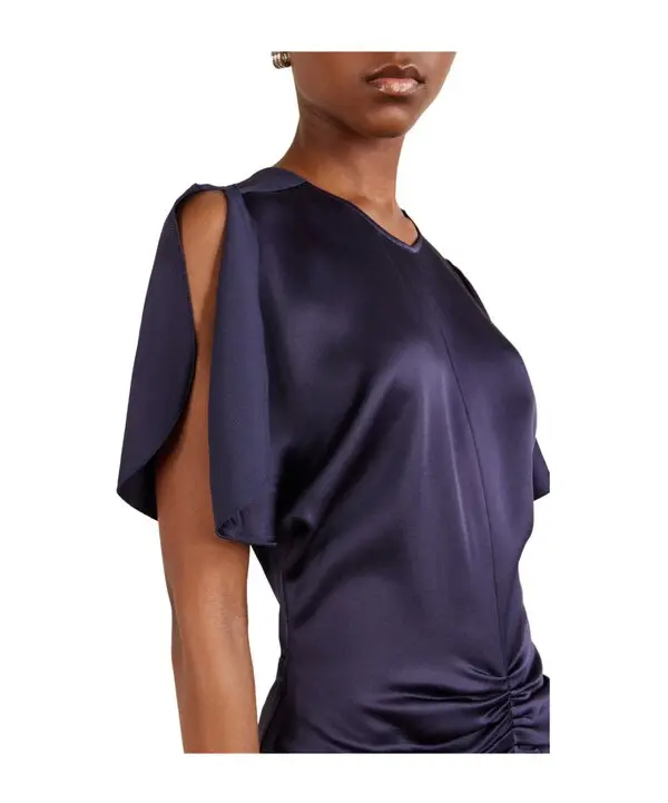 Victoria Beckham Gathered Satin Midi Dress