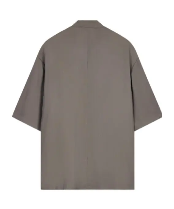 Emporio Armani Band Collar Short Sleeve Shirt - Brown