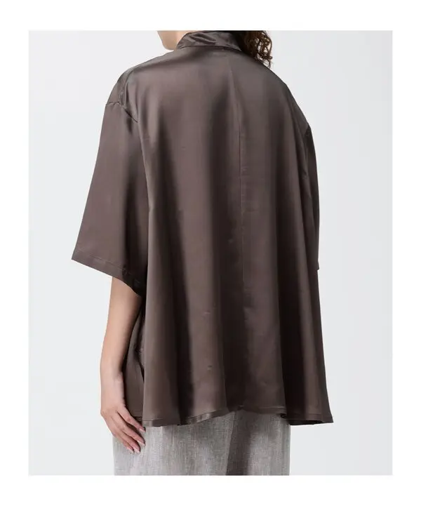 Emporio Armani Band Collar Short Sleeve Shirt - Brown