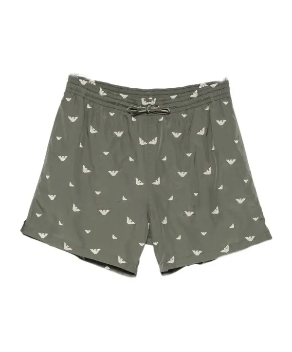 Emporio Armani Elastic Waist Swim Trunks - Gray