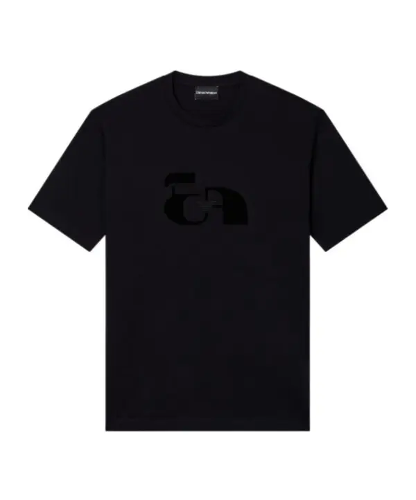 Emporio Armani Logo Embroidered Crewneck T-shirt - Black