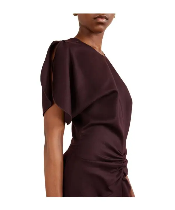 Victoria Beckham Midi Dress With Round Neck And Ruched Waist