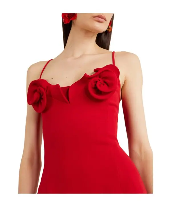 Magda Butrym Floral Appliqué Midi Dress - Red