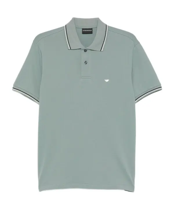 Emporio Armani Tipped Cotton Polo Shirt - Gray