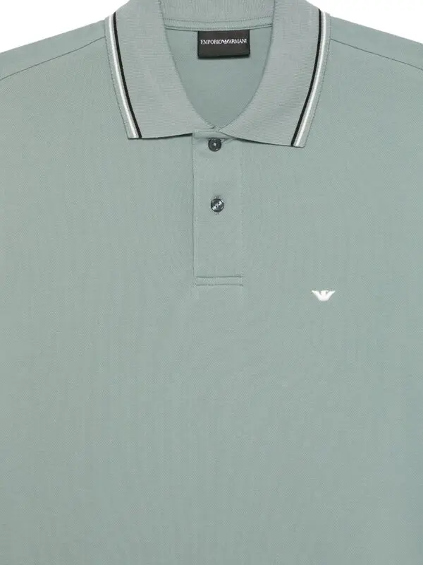 Emporio Armani Tipped Cotton Polo Shirt - Gray