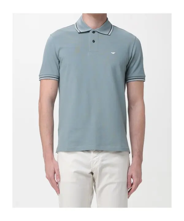 Emporio Armani Tipped Cotton Polo Shirt - Gray