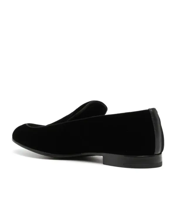 Giorgio Armani Embroidered-logo Detail Loafers - Black