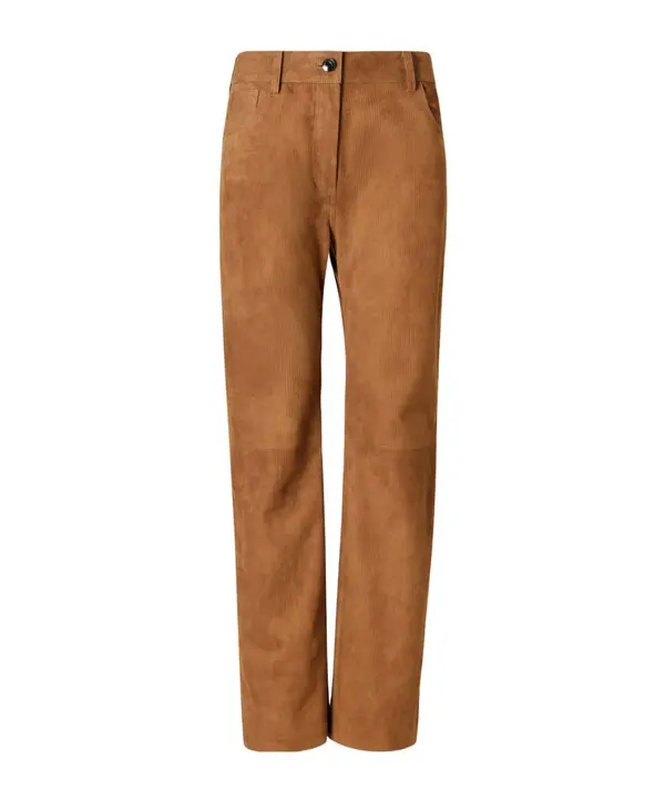 Magda Butrym Suede Corduroy Straight-leg Pants - Brown