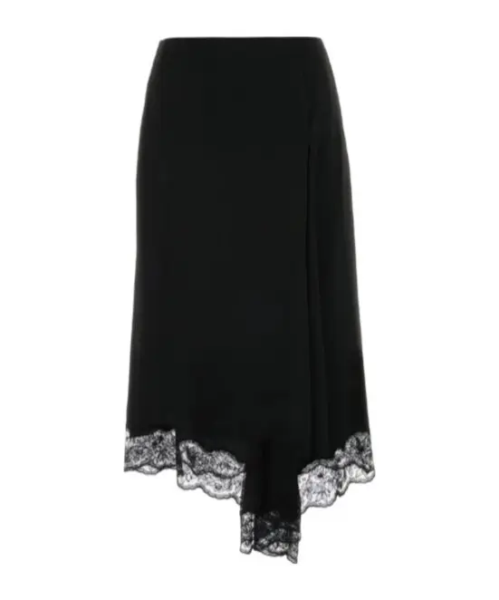 Alexander McQueen Lace-trim Asymmetric Midi Skirt - Black