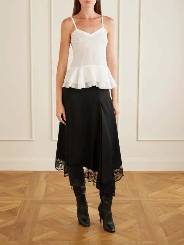 Alexander McQueen Lace-trim Asymmetric Midi Skirt