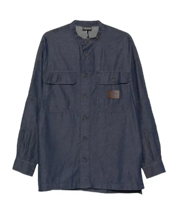 Emporio Armani Logo Patch Button-up Shirt - Black