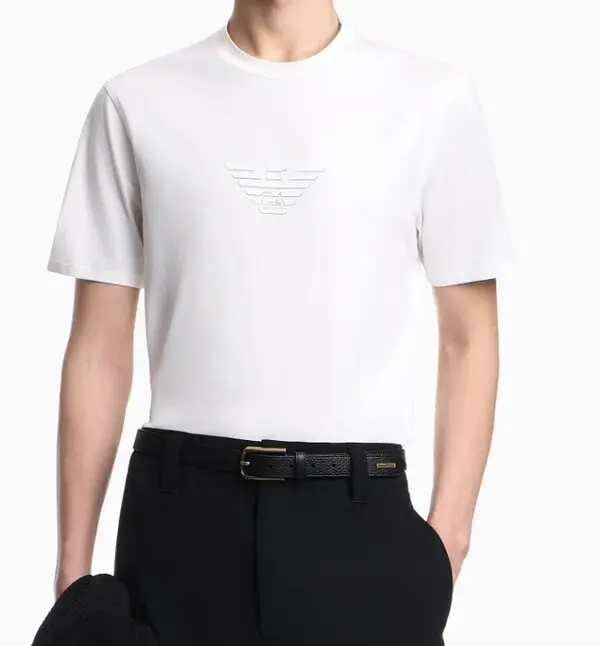Emporio Armani Logo Embossed Crewneck T-shirt