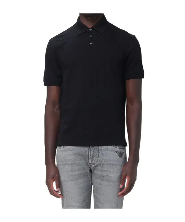 Emporio Armani Cotton Jersey Polo Shirt - Black