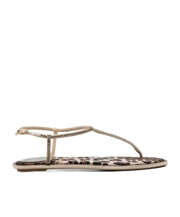 Rene Caovilla Crystal-embellished Leopard-print Sandals - Nude