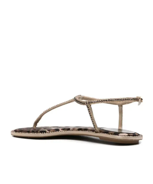 Rene Caovilla Crystal-embellished Leopard Print Thong Sandals
