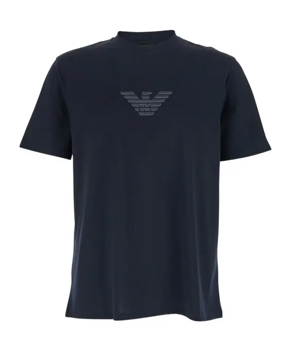 Emporio Armani Logo Embossed Crewneck T-shirt - Black