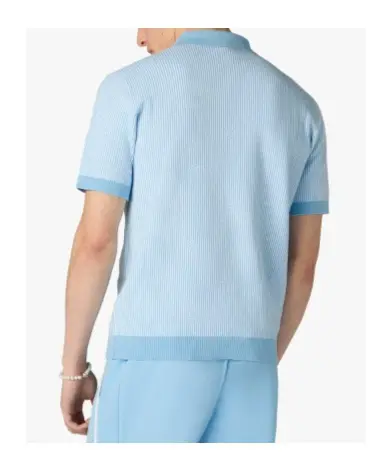 Casablanca Striped Logo Polo Shirt - Light Blue