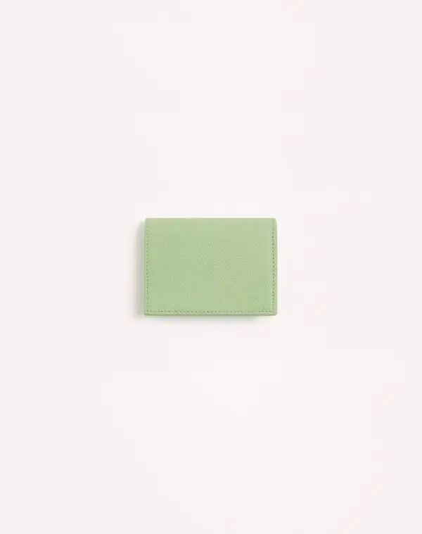 Valentino Garavani Vlogo Signature Grainy Calfskin Wallet - Mint Green