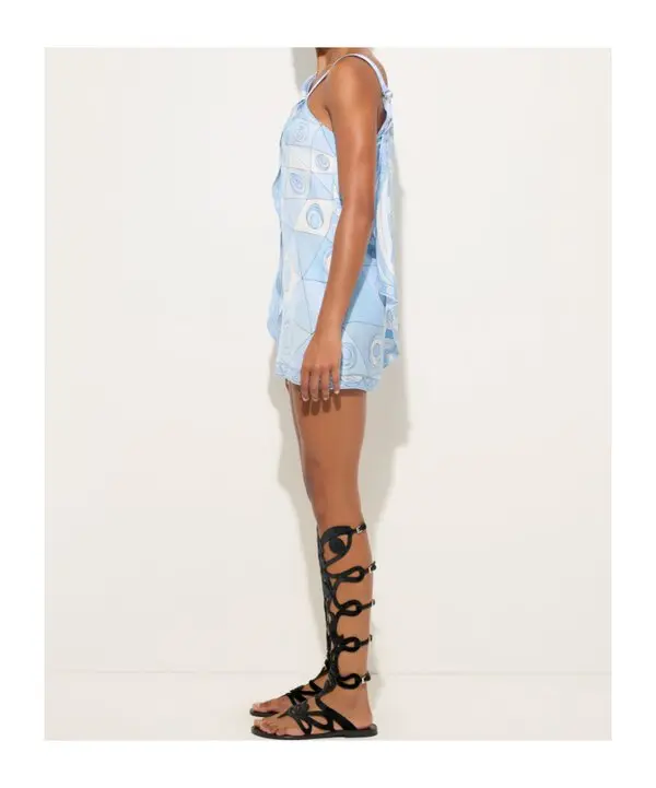 Emilio Pucci Asymmetrical Silk Dress With Occhi And Vivara Print