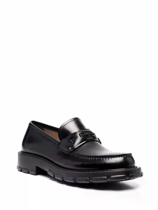 FERRAGAMO Embossed-logo Leather Loafers