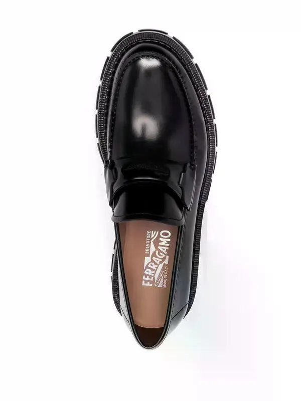 FERRAGAMO Embossed-logo Leather Loafers