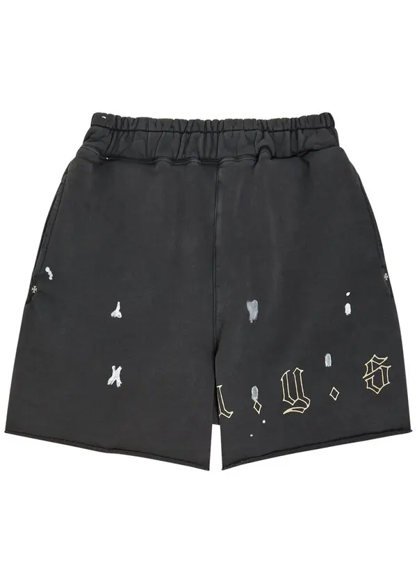 ASKYURSELF Vintage Printed Cotton Shorts - Black