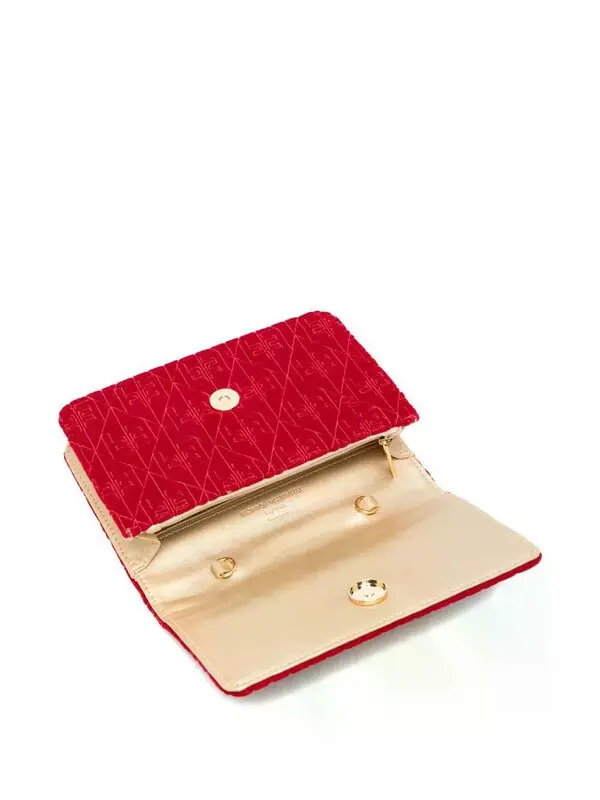Elisabetta Franchi Velvet-effect Monogram Shoulder Bag