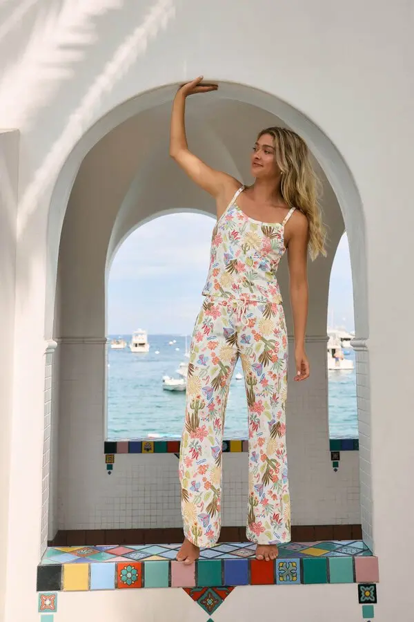 PJ Salvage Feelin' Prickly Desert Dreams Long Pajama Set - Ivory