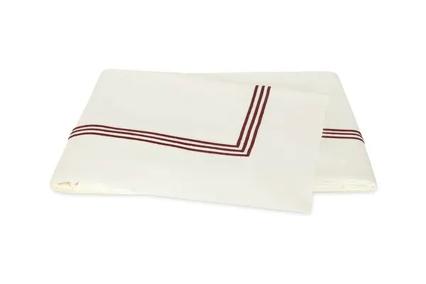 MATOUK Bel Tempo Nocturne Flat Bed Sheet - Ivory/red