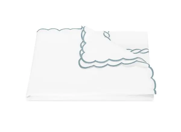 MATOUK Classic Chain Scallop Duvet Cover In Egyptian Cotton Percale - Hazy