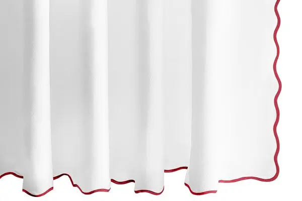 MATOUK Camilla Pique Scallop Shower Curtain - Cherry