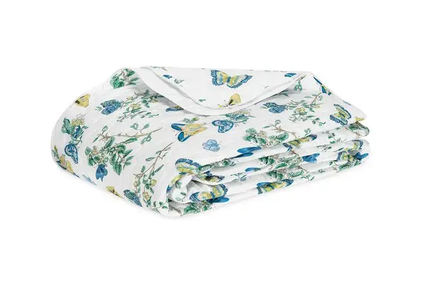 MATOUK Schumacher Baudin Butterfly Quilted Coverlet - Prussian