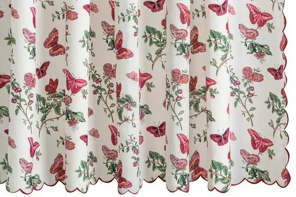 MATOUK Baudin Butterfly Linen Shower Curtain - Ruby