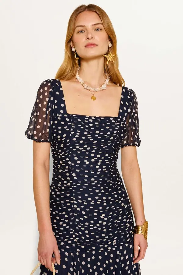 Rixo Leyane Scatter Spot Chiffon Maxi Dress Regular