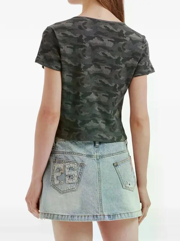 MINI CREAM Camouflage Print Button-up T-shirt - Grey