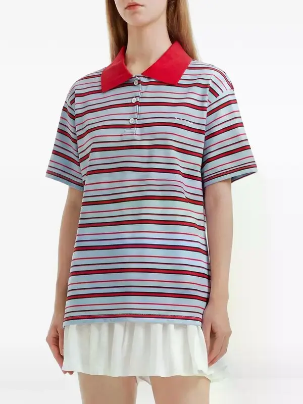 TOUT A COUP Striped Short-sleeve Polo Shirt