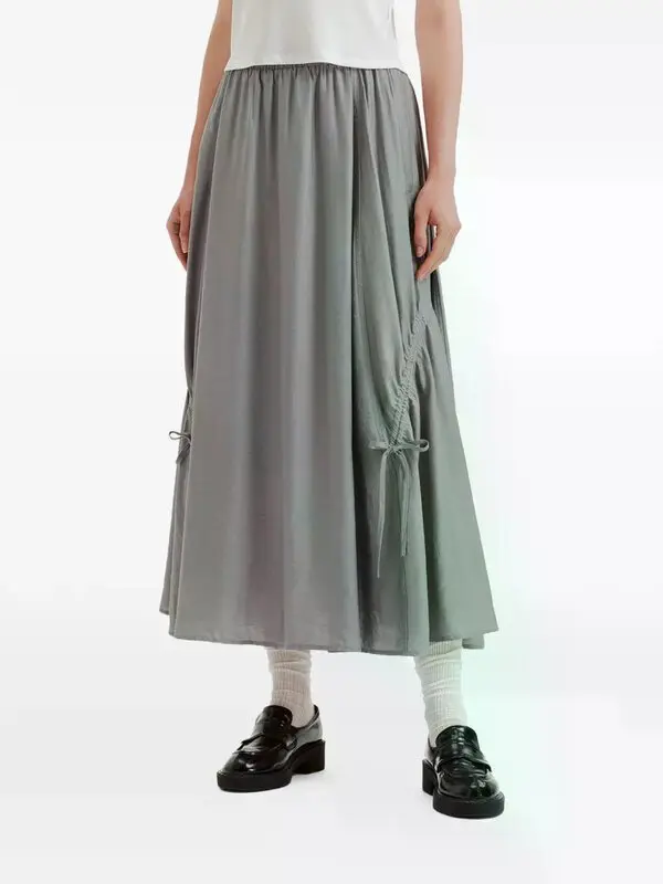 TOUT A COUP Ruched Drawstring Midi Skirt