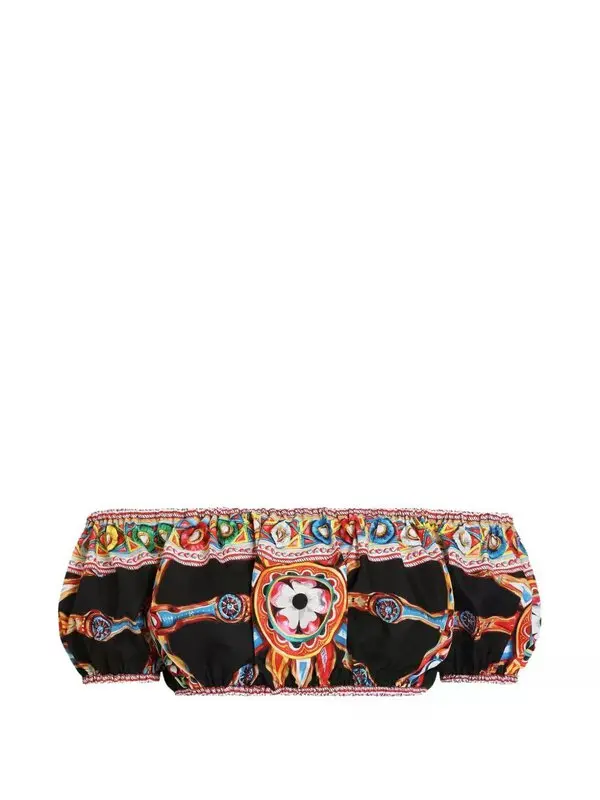 Dolce & Gabbana Carretto Print Poplin Top - Black