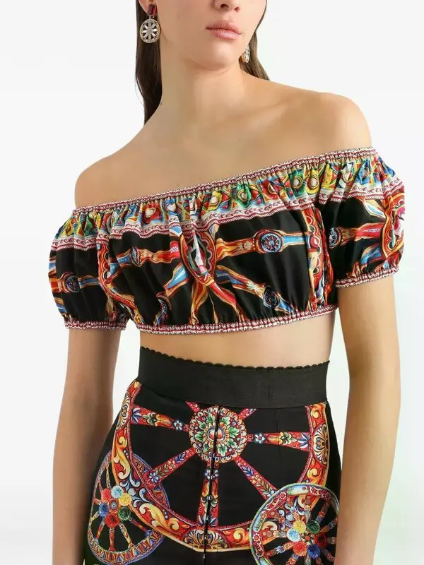 Dolce & Gabbana Carretto Print Poplin Top - Black