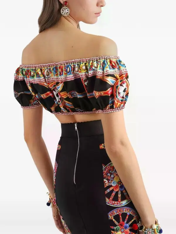 Dolce & Gabbana Carretto Print Poplin Top - Black