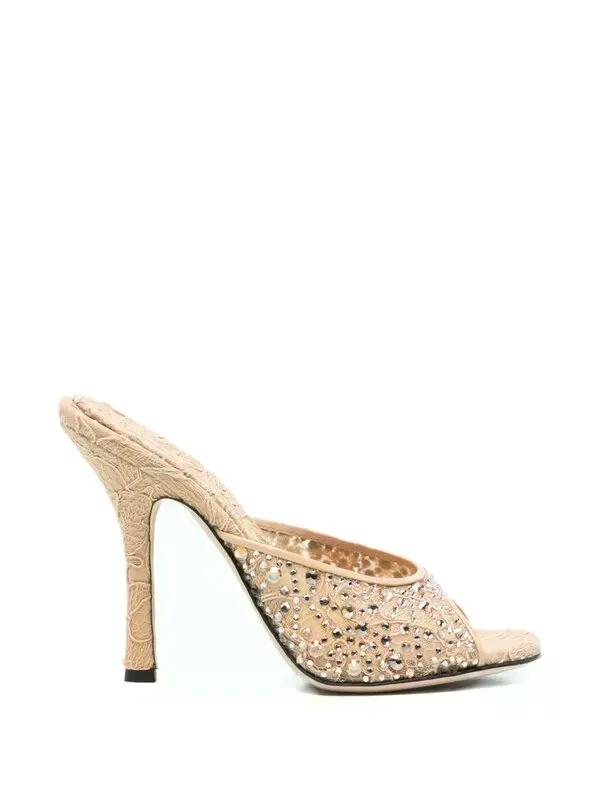 Ermanno Scervino Crystal-embellished Lace Sandals