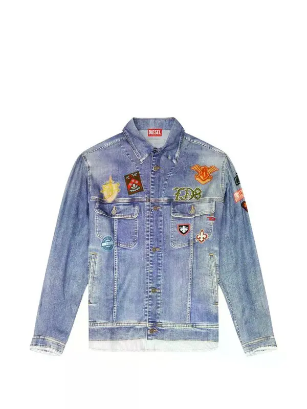 DIESEL® Satin Shirt With Trompe-l'oeil Denim Print